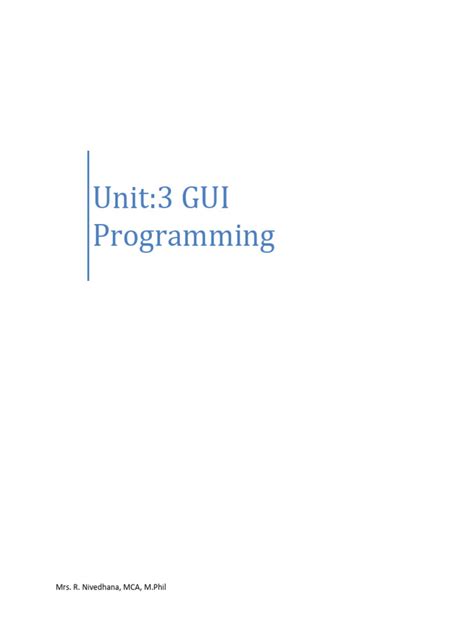 Unit 3 Gui Pdf Graphical User Interfaces Python Programming Language
