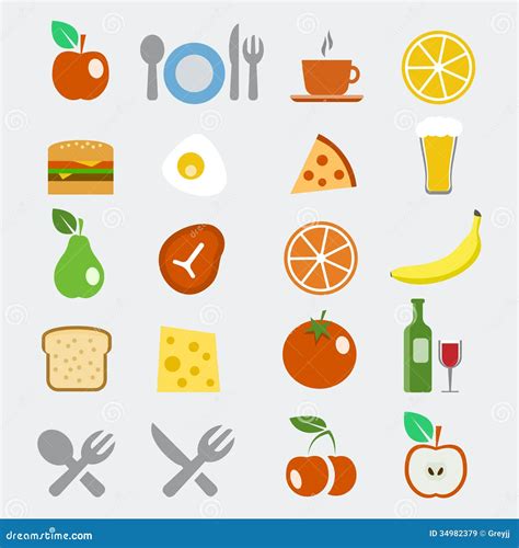 Iconos De La Comida Del Vector Fijados Imágenes de archivo libres de regalías Imagen