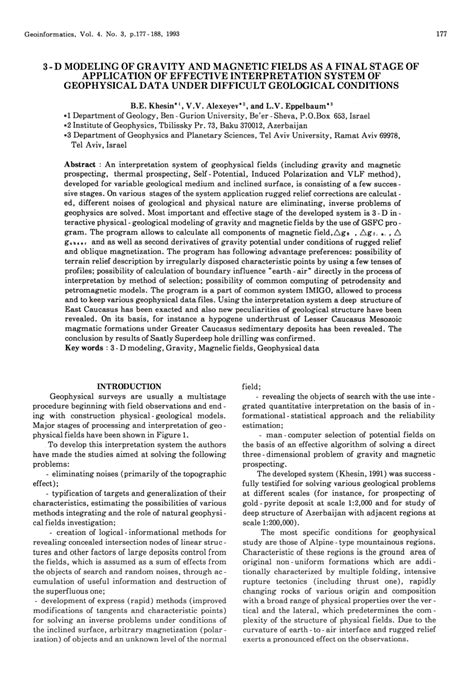 Pdf 3 D Modeling Of Gravity And Magnetic Fields As A Final Stage Of Application Of Effective