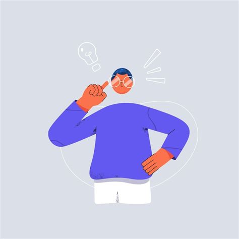 Premium Vector Young Business Man Touching His Glasses Thinking Idea