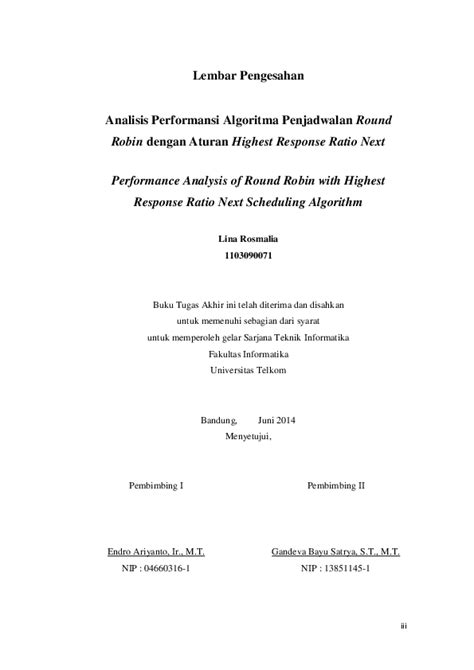 Pdf Analisis Performansi Algoritma Penjadwalan Round Robin Dengan Aturan Highest Response