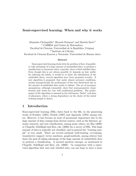 PDF Semi Supervised Learning