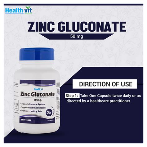 Buy Healthvit Zinc Gluconate 50 Mg Capsules 60s Online At Best Price