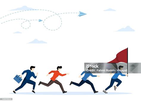 팀이 목표를 향해 나아가는 데 도움이 되는 리더 사업가 리더십 팀워크 비즈니스 개념 성장과 성공의 길 흰색 배경에 평면 디자인 벡터 일러스트레이션 감독상에 대한 스톡 벡터