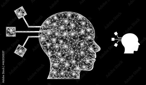 Bright Mesh Vector Brain Connection With Glow Effect White Mesh Glare