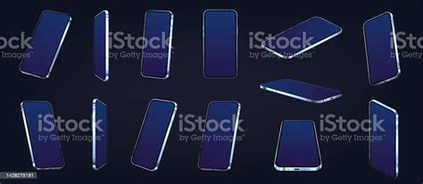 빈 화면이있는 미래 지향적 인 3d 스마트 폰 모형 전화에 대한 스톡 벡터 아트 및 기타 이미지 전화 스마트폰 3차원 형태 Istock
