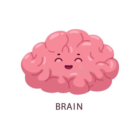 Cartoon Brain Or Mind Human Body Organ Character Stock Vector