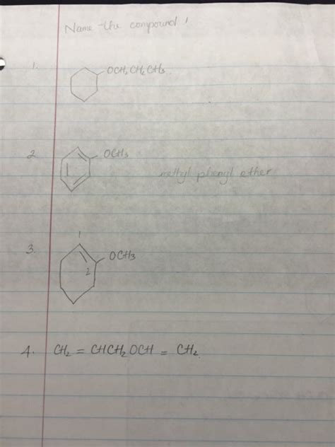 Solved Name The Compound Methyl Phenyl Ether Chegg