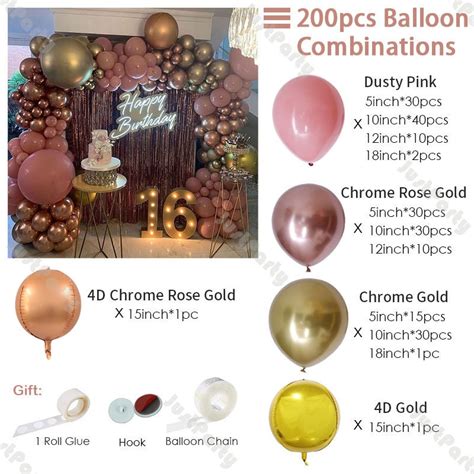200pcs Dusty Pink Chrome Rose Gold Balloon Garland Arch Kit Etsy