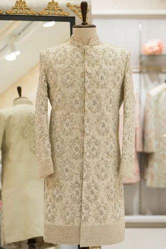 Cream Silk Groom Wedding Sherwani Pattern Zari Size 42 At Rs 9999