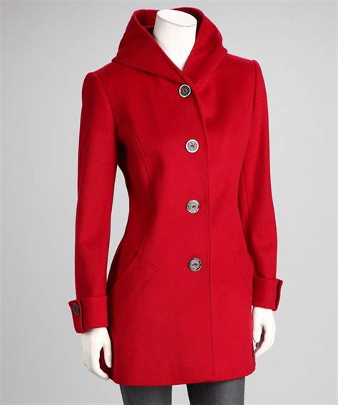Take A Look At This George Simonton Red Hooded Wool Blend Coat On