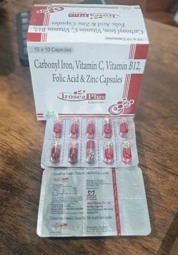 Carbonyl Iron Vitamin Folic Acid Zinc Capsules Packaging Type 1010