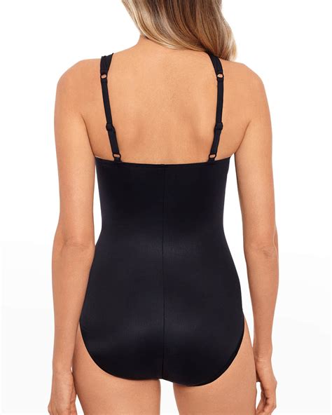 Miraclesuit Europa Asymmetric Halter One Piece Swimsuit Neiman Marcus