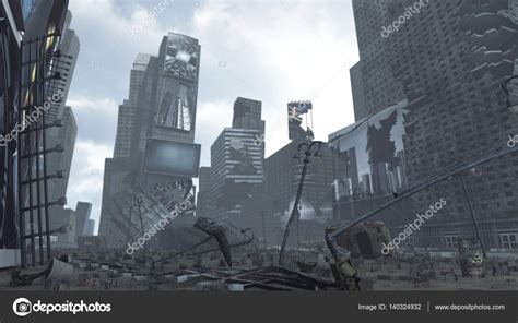 Ilustración futurista de la ciudad fotografía de stock fredmantel