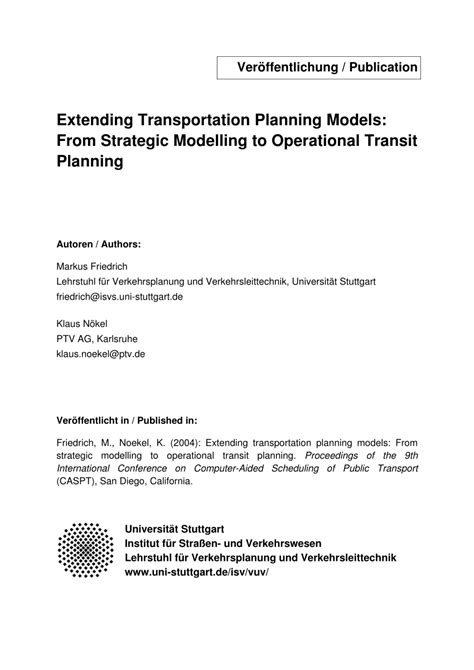 PDF Extending Transportation Planning Models From Strategic Modeling To Operational Transit
