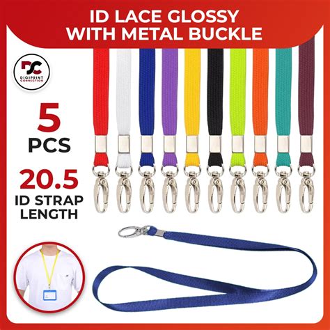 5pcs Id Lace Glossy With Metal Buckle Id Lace Plain Glossy Id Lace