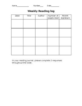 Weekly Reading Log By Ms Murphy Makes TPT