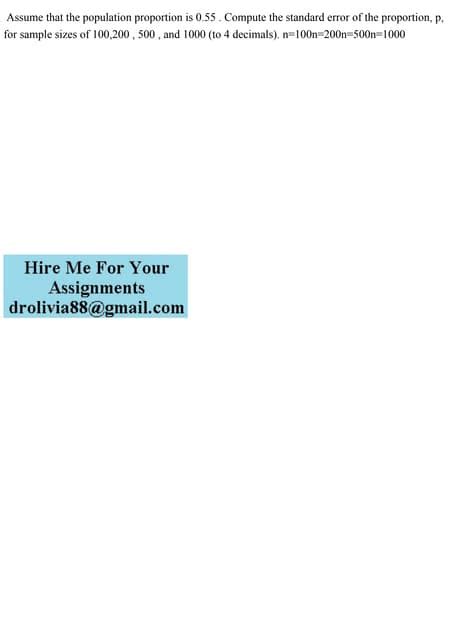 Assume That The Population Proportion Is 055 Compute The Standard Pdf Science