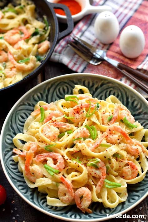 Паста с креветками в сливочном соусе Recipe Cooking Food Ethnic