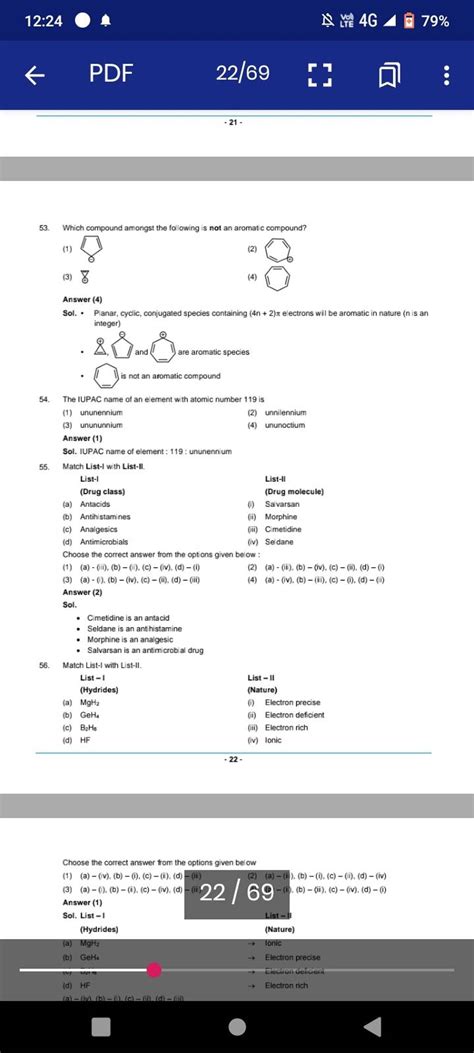 Answer 4 Sol Planar cyclic conjugated species containing 4n 2 π e