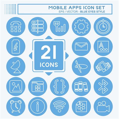 Mobile Apps Icon Set Suitable For Web Interface Symbol Blue Eyes