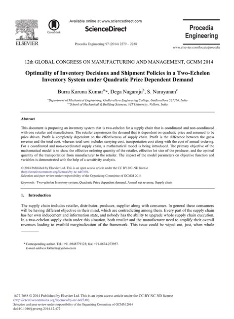 Pdf Optimality Of Inventory Decisions And Shipment Policies In A Two Echelon Inventory System