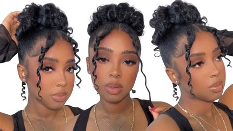 Super Sleek Pin Curl Bun Natural Hair NO HEAT YouTube
