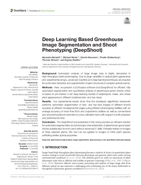 Pdf Deep Learning Based Greenhouse Image Segmentation And Shoot