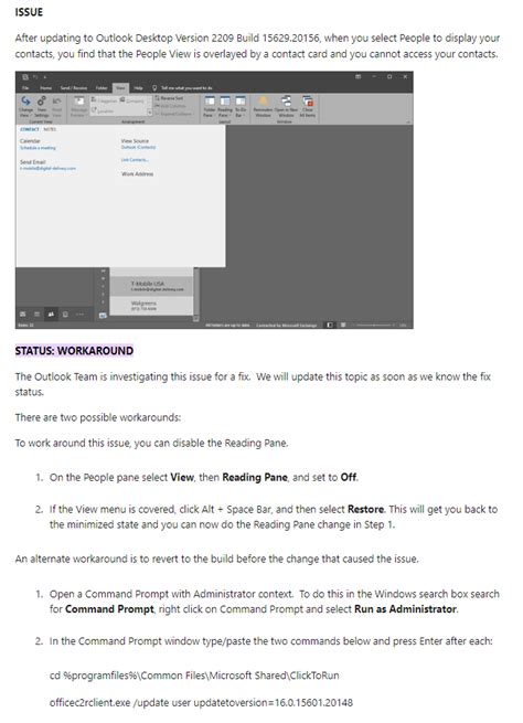 Unable To Open Contacts Microsoft Qanda