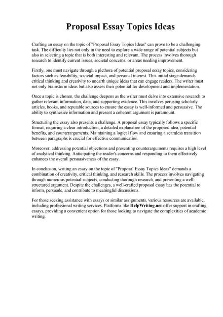 Essay Proposal Examples Pdf