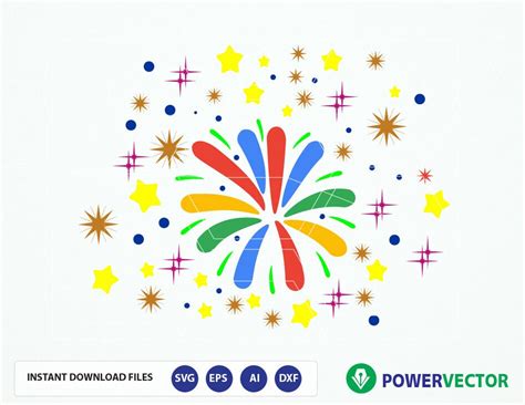 Coloridos Fuegos Artificiales Svg Fireworks Sparkle Dxf Etsy