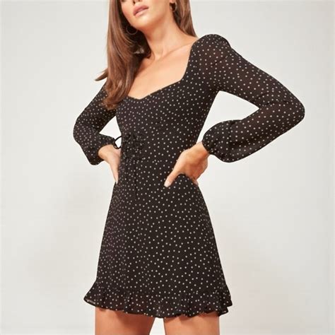 Reformation Dresses Reformation Bradshaw Mini Black White Polka Dot