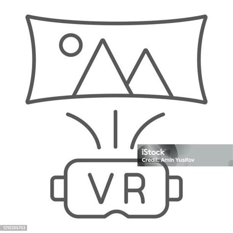 가상 현실 얇은 라인 아이콘 기술과 Vr Vr 안경 기호 벡터 그래픽 흰색 배경에 선형 패턴 Eps 10 10에 대한 스톡 벡터