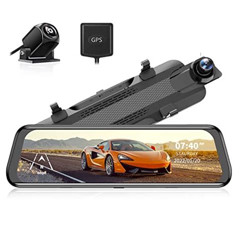 WOLFBOX K Mirror Dash Cam With GPS Full Touch Screen Rear View Mirror Camera With