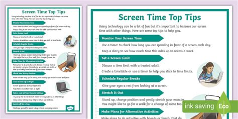 Screen Time Top Tips Poster Twinkl Computing
