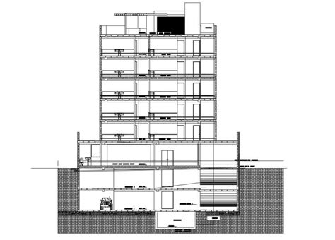 Main Front Sectional Details Of Multi Story Office Building Dwg File Cadbull