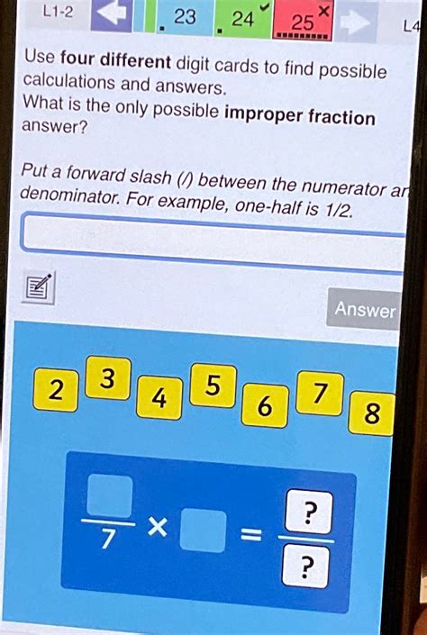 solved { l1 2 l4use four different digit cards to find