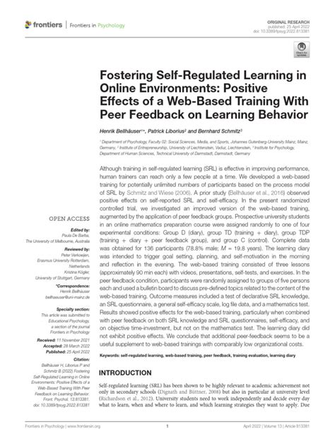 Fostering Self Regulated Learning In Online Environments Positive