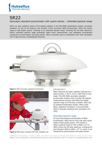 Sr20 Tr Pyranometer Hukseflux Thermal Sensors Bv Pdf Catalogs