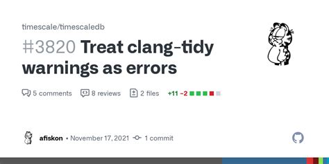Treat Clang Tidy Warnings As Errors By Afiskon · Pull Request 3820 · Timescaletimescaledb · Github