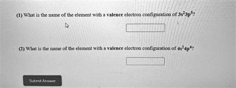 Solved What Is The Name Of The Element With Valence Electron