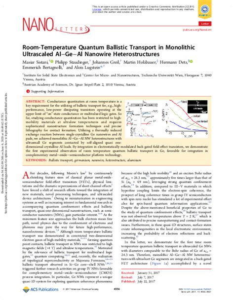 Pdf Room Temperature Quantum Ballistic Transport In Monolithic