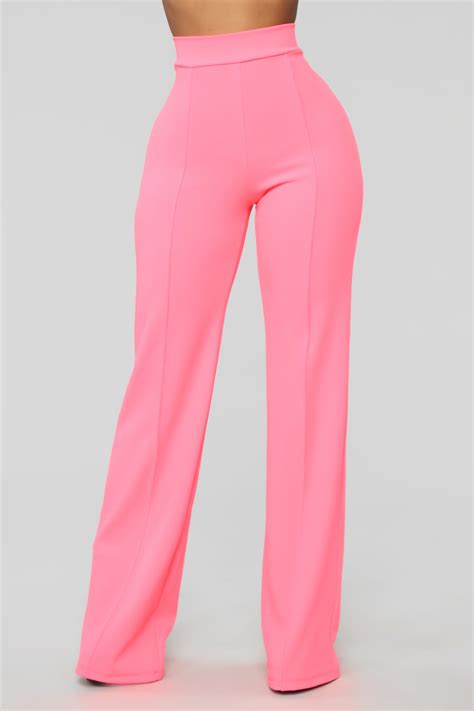 Victoria High Waisted Dress Pants Neon Pink Fashion Nova