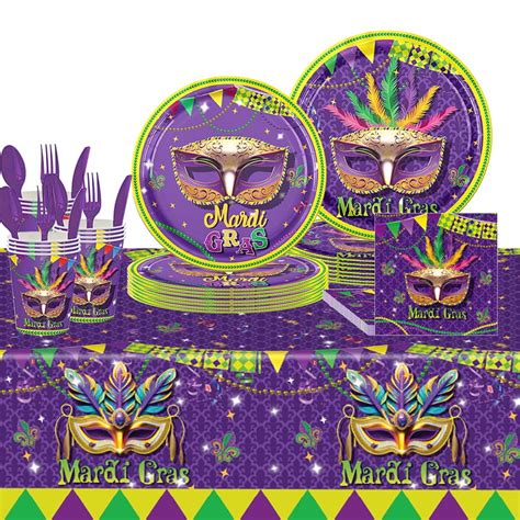 Cheeseandu Mardi Gras Party Cm31 Decorations 117pcs Masquerade Plates