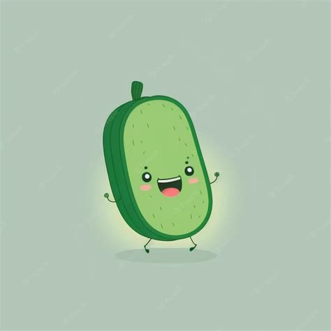Premium Photo Kawaii Cucumber Funny Vegetables Cartoon Character