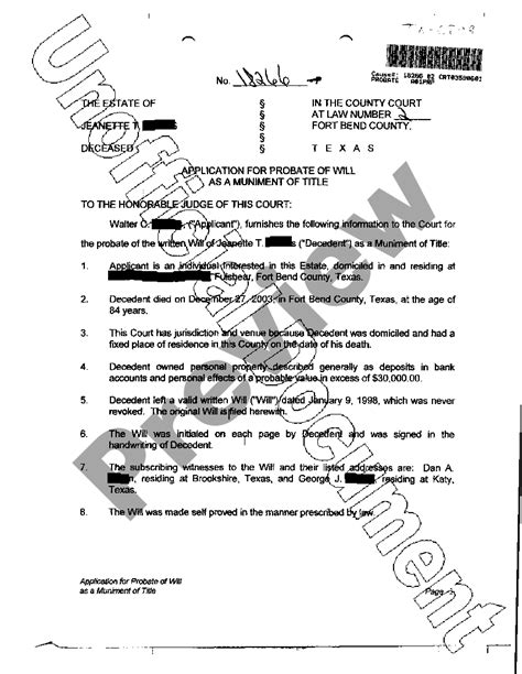 Application For Muniment Of Title In Texas Form US Legal Forms