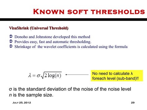 good denoising using wavelets ppt technology and computing