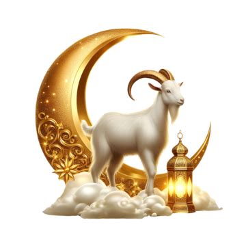 Eid Ul Adha Golden Moon And Mosque Goat Eid Ul Adha Eid Ul Adha