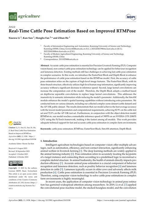 Pdf Real Time Cattle Pose Estimation Based On Improved Rtmpose