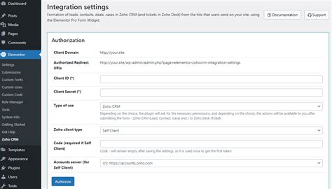 Elementor Pro Form Widget Zoho CRM Zoho Desk Integration By